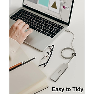 Aceele 5Gbps USB 3.0 Hub, 6 in 1 Ultra Slim Data USB Hub with 4ft Extended Long Cable, USB Multiport Hub with Micro USB Powered Port, SD/TF Card Slot Port, Compatible for PC, Laptop, MacBook