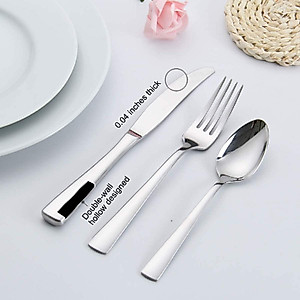 HISSF Silverware Set, Flatware Set for 4, 24PCS Stainless Steel Cutlery Set Include Upgraded Knives Spoons and Forks Set, Mirror Polished