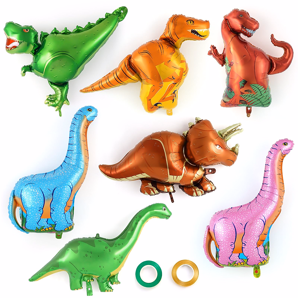 Dinosaur Foil Balloons, 8 Pcs Cartoon Dinosaur Mylar Balloons, Giant Dino Animal Balloons for Dinosaur Birthday Party Decorations Baby Shower Gender Reveal