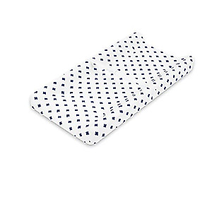 Changing Pad Cover – Baby Changing Pad Covers 4 Pack – Boy or Girl Changing Pad Cover – Pure Cotton Machine Washable Navy and White Changing Table Cover – Diaper Changing Pad Cover Sheets