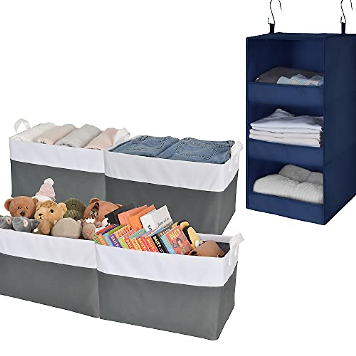 GRANNY SAYS Bundle of 4-Pack Storage Baskets for Organizing & 1-Pack Hanging Closet Organizer