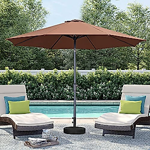 HYD-Parts 11 FT Large Patio Umbrella Waterproof and Sun Shade 360-Degree Outdoor Umbrella with Tilt and Crank (Coffee)