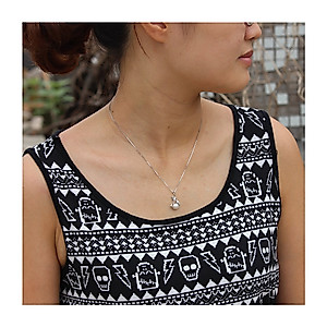 WRISTCHIE Womens Jewelry 925 Sterling Silver and Freshwater-Cultured Pearl Mermaid Pendant Necklace 18+2" (Silver) (Silver)