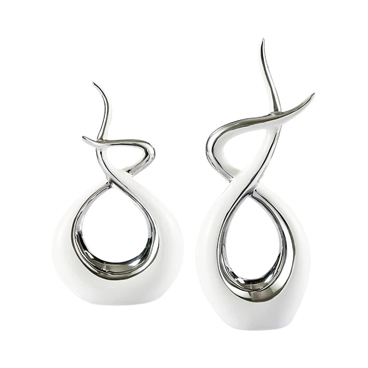 Generic Modern Minimalist Art Crafts, Ceramic Electroplating Home TV Cabinet Decorations, Wine Cabinet Abstract Craft Decorations (2 pcs), White