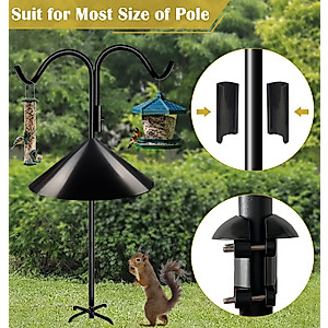 Queension Squirrel Proof Baffle, 19-inch Wide Squirrel Guard Stopper for Outdoor Bird Feeder Poles or Outside Shepherd Hooks, Save Bird Houses from Squirrels, Raccoons, and Rodents, Black, 1 Pack…