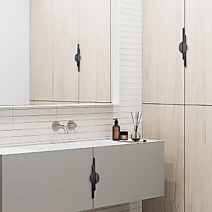 Sveudvdis Cabinet Pulls, 2 Pack Gold Semicircle Drawer Pulls, Cabinet Handles Door Handles and Pulls, 6.3 inch (160mm) Hole Center (Black), TNH7002