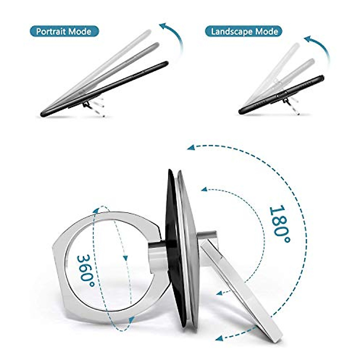 Finger Ring Stand Metal Portable Durable Two Samurai Pattern for Girls Boys,360°Rotation Cell Phone Ring Holder Kickstand Compatible with iPhone and All Smartphones