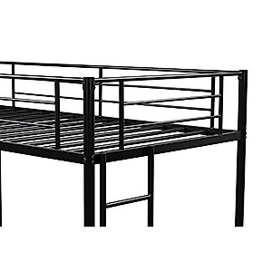Olela Twin Over Twin Metal Bunk Beds,Heavy Duty Steel Bed Frame with Safety Rail and 2 Ladders for Boys Girls Adults Dormitory Bedroom,No Box Spring Needed,Black