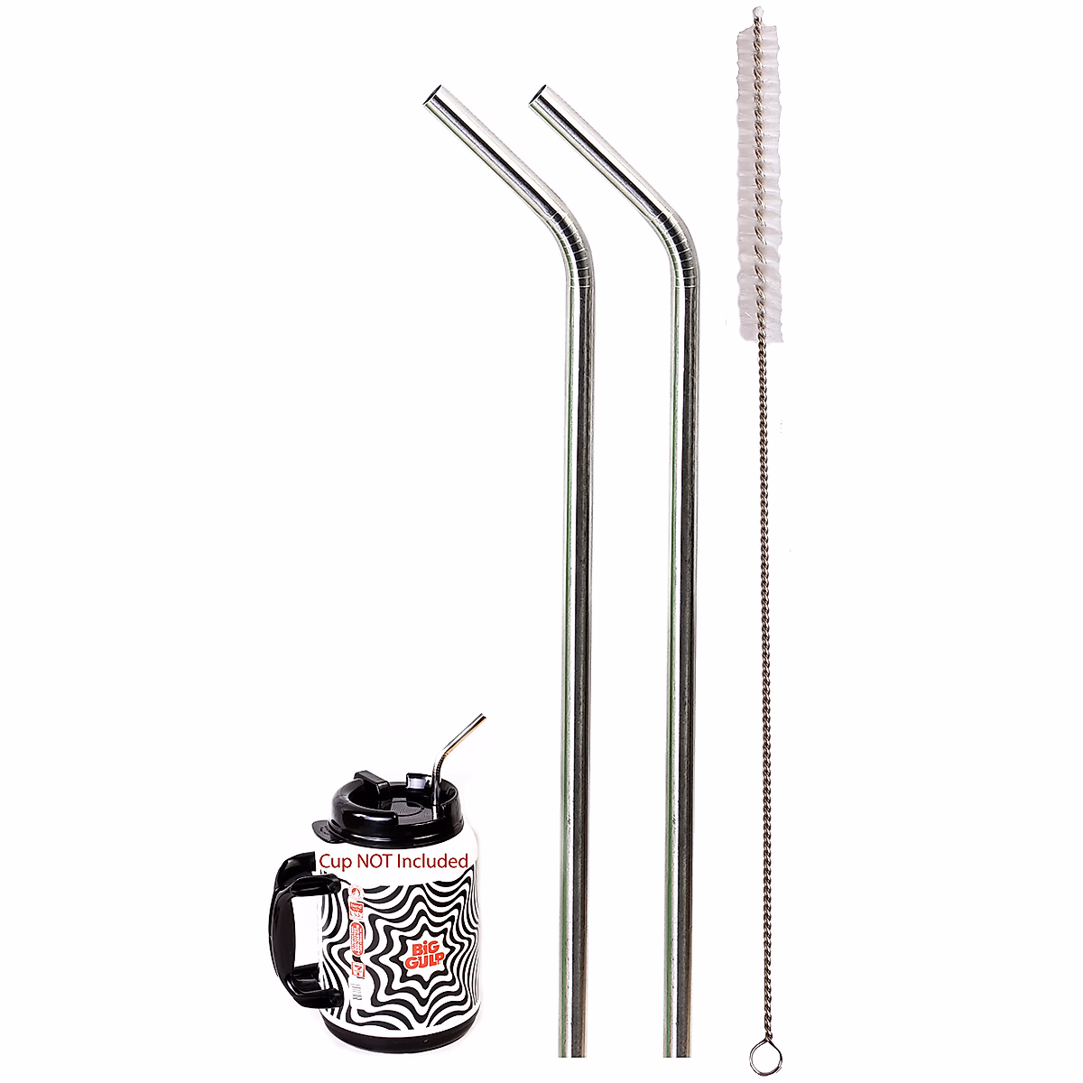 2 Big Gulp 11.5" JUMBO Stainless Steel Straw for 64 oz LONG Drinking Wide Insulated Whirley Travel Mug 7-11 Truck Stop Cup