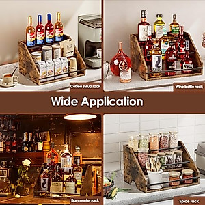 Nuovoware Liquor Bottle Display Shelf, Bar Shelf for Liquor Bottles, 3 Step Liquor Cabinet Wine Rack, 12-Bottle Bar Cabinet, Mini Bar Home Retro for Liquor, Wine Racks Countertop, Bar Display, Wooden