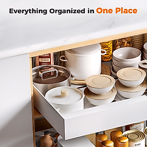 Pull Out Cabinet Organizer, Expandable (12.5"-20.5") Heavy Duty Slide out Drawers with 3 Slides 6 Adhesive, Peel and Stick Pull Out Shelf for Kitchen Pantry Bathroom Organization