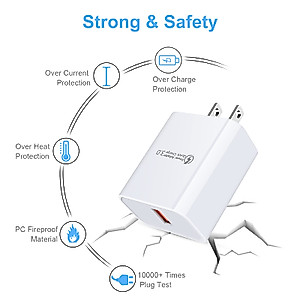 Quick Charge 3.0 Wall Charger Block Plug,USB Cube Power Adapter Fast Charging Block for Samsung Galaxy S24 S23FE A15 A25 A14 A13 A54 S22 S21 S10 S9 S8 A20 A12 A53 A03S A04S A51 A52 A24 A23 A34,Note 20