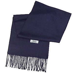 Falari Men Women Unisex Cashmere Feel Scarf 78" x 12" Solid Color Navy A19-02