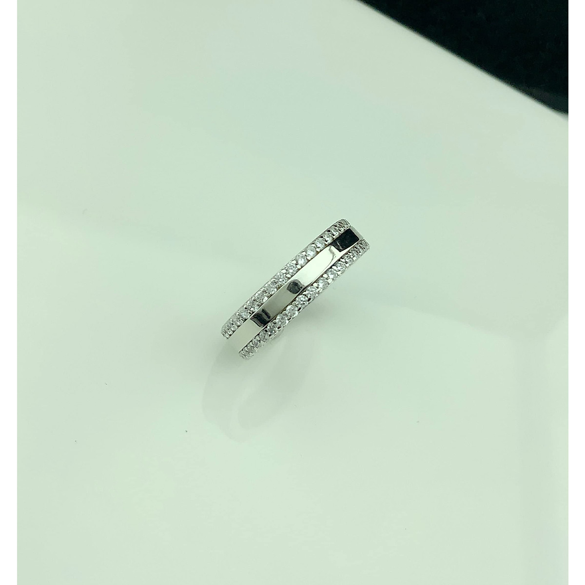 SILVERCLOSEOUT Sterling Silver Cz Striped Eternity Ring - Size 6