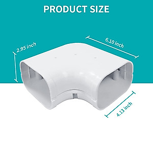 TAKTOPEAK 4" W Level Bend Cover, 90° Flat Elbow, Decorative PVC Line Set Cover Kit Parts Accessories for Ductless Mini Split Air Conditioners, Central AC and Heat Pumps