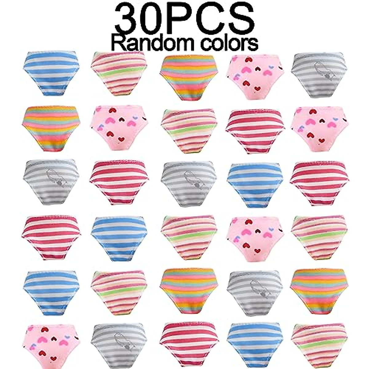 Colorful Doll Underwell Set Clothes Barbie Underpants - Suitable for 11.5 inch Barbie Doll Accessories Solid Print Stripes Random 30 Pieces