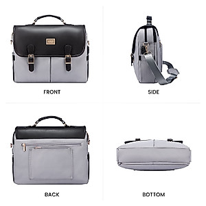 LOVEVOOK Laptop Bag for Women, 15.6 inch Large Capacity Computer Briefcase Sleeve Case, Messenger Shoulder Bag Office Business Work Purse Tote Bags for Women Travel Gifts, Black-grey