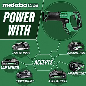 Metabo HPT Cordless 18V MultiVolt™ Compact Reciprocating Saw | Tool Only - No Battery | 4 Speed Modes | User Vibration Protection | Lifetime Tool Warranty | CR18DMAQ4