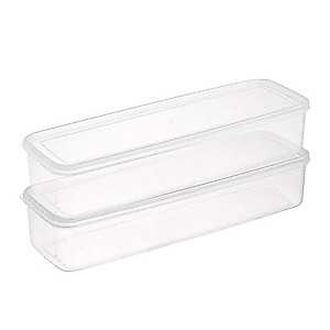 RAYNAG 2 Pack Pasta Containers Storage Spaghetti Noodles for Refrigerator/Pantry Airtight Spaghetti Keeper Box Clear Plastic Rectangular Pasta Horizontal Storage Canister