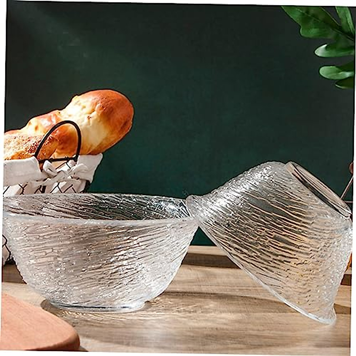 Alipis 2 Pcs Transparent Salad Bowl Old Fashioned Glass Vegetable Container Trifle Bowl Glass Pasta Crystal Serving Bowl Deep Soup Fruit Bowls Glass Bowl Simple Style Bowl Yogurt Bowl