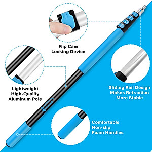 18FT Reach Light Bulb Changer for High Ceilings,12FT Telescopic Extension Pole for High Ceilings and Recessed Lights,High Reach Light Bulb Changer with Baskets and Suction Cup,Light Bulb Removal Tool