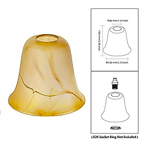 RORIANO Cracks Amber Glass Shade, Lighting Fixture Accessory Lampshade Glass Replacement with 1-5/8-inch Opening Fitter