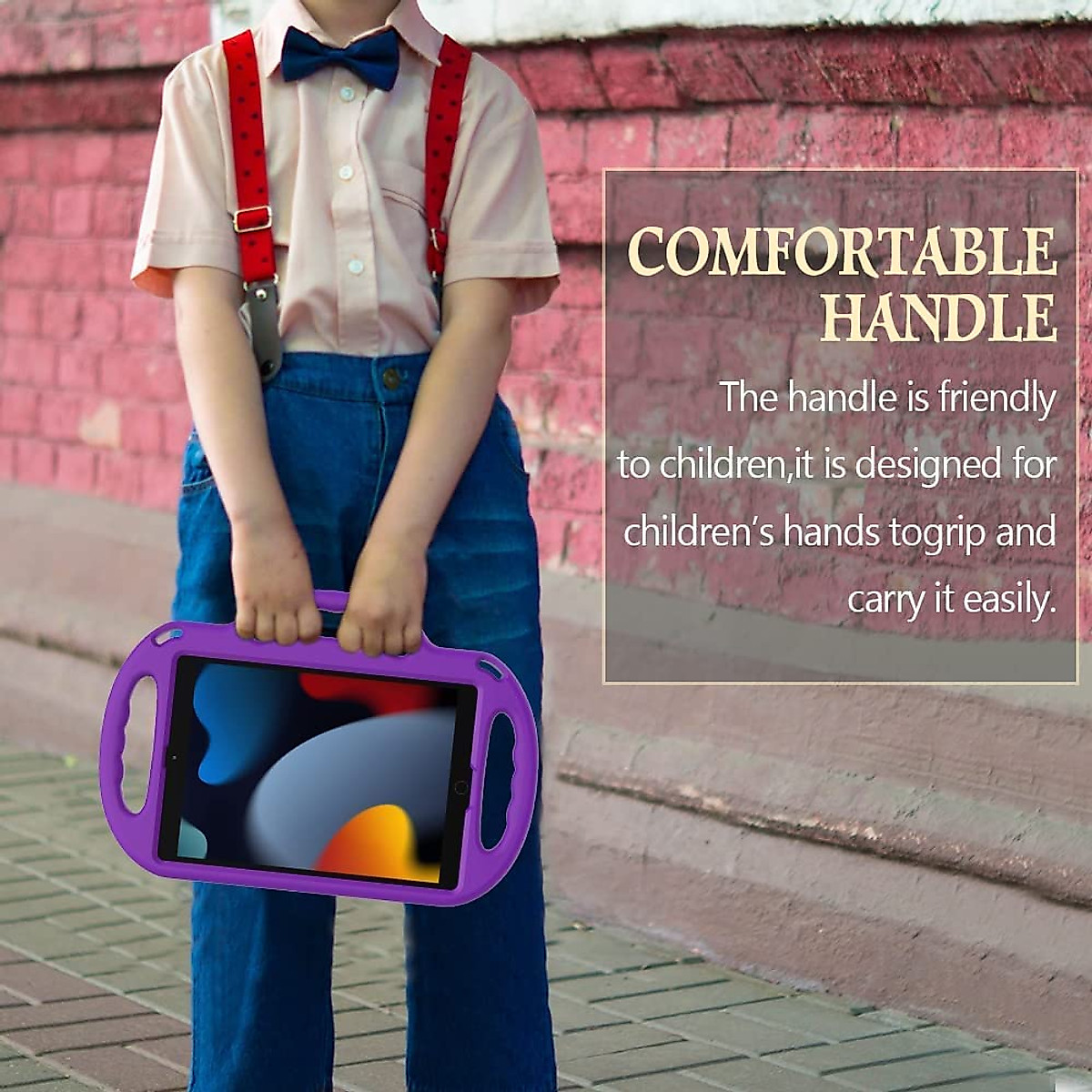 eTopxizu Kids Case for New iPad 10.2 Inch 2021/2020/2019 (9th/8th/7th Gen), Lightweight Shockproof Handle Stand Shoulder Strap Kids Case for 2021/2020/2019 iPad 10.2, iPad Air 3 10.5 2019, Purple