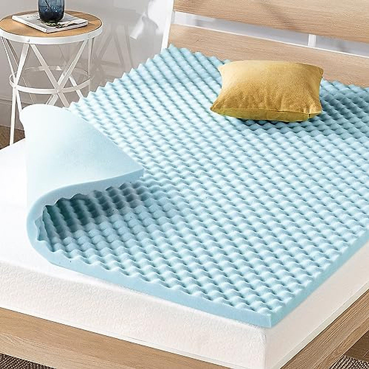 Best Price Mattress 2 Inch Egg Crate Memory Foam, Cooling Gel Infusion, Full Mattress Topper, Blue (ECMF-GM2F)