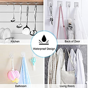 36 PCS Wall Hooks for Hanging Heavy Duty 22lbs(Max), Waterproof Removable Adhesive Hooks Wall Hangers without Nails Sticky Hooks for Hanging, Adhesive Wall Hooks for Door Key Bathroom Kitchen Hooks