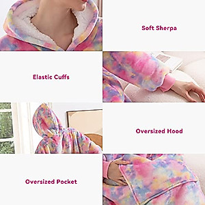 HANYUN Wearable Blanket Sweatshirt for Women and Men,Oversized Sherpa Fleece Blanket Hoodie with Giant Pocket Super Warm and Cozy