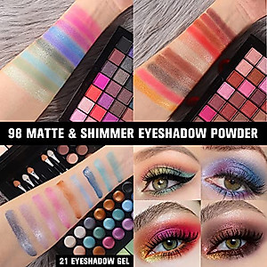 177 Colors Professional Makeup Kit for Women Full Kit Gift Set with Mirror All in One Make up Palette Combination with Eyeshadow Powder Eye Shadow Gel Lip Gloss Concealer Eyebrow Powder Blush Brushes Cosmetic Case for Girls (AM09)