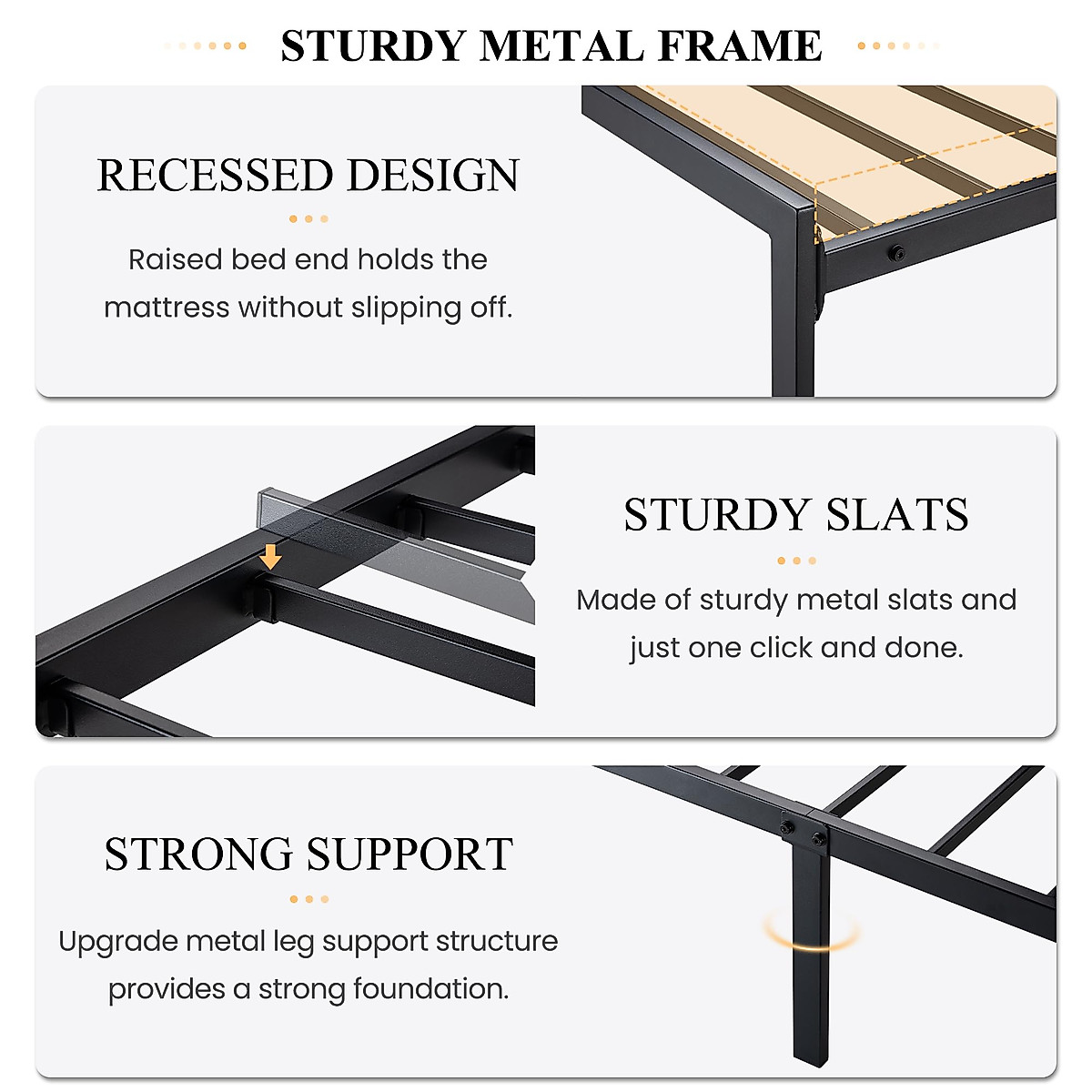 SHA CERLIN Twin Size Bed Frame with Headboard Shelf and Strong Metal Foundation, No Box Spring Needed, Brown