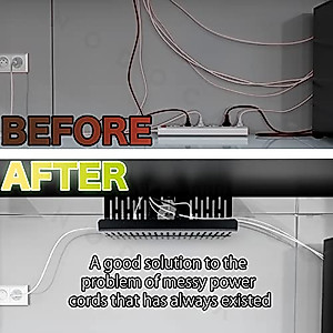 NODOCA No Drill Under Desk Cable Management Tray, 14'' Wire Management, Punch-Free Clamp on, Newest Metal Cable Tray, Wire Organizer Under Desk, Under Desk Basket for Office and Home, Black