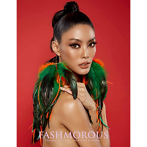 Fashmorous Long Feather Earrings for Women Boho Feather Earrings for Women Green Feather Earrings for Women Dangling