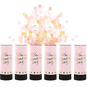 Pink Confetti Party Confetti Cannon, 6 Pack Mini Party Poppers Pink Confetti Cannon Shooters Biodegradable Confetti for Wedding Kids Birthday Party Supplies