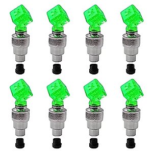 Gxcdizx 8 PCS LED Wheel Lights Flash Light Tire Valve Cap Lamp for Car Trucks Motorcycle Bike (Dice, Green)