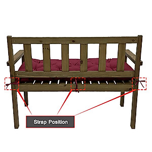 Shapeazy Outdoor/Indoor Waterproof Bench Cushion,Non-Slip Bench Pads with Ties Swing Chair Tatami Cushion,Bench Cushions for Patio Backyard Porch Garden Wicker Furniture (39.4*19.7inch, burgundy)