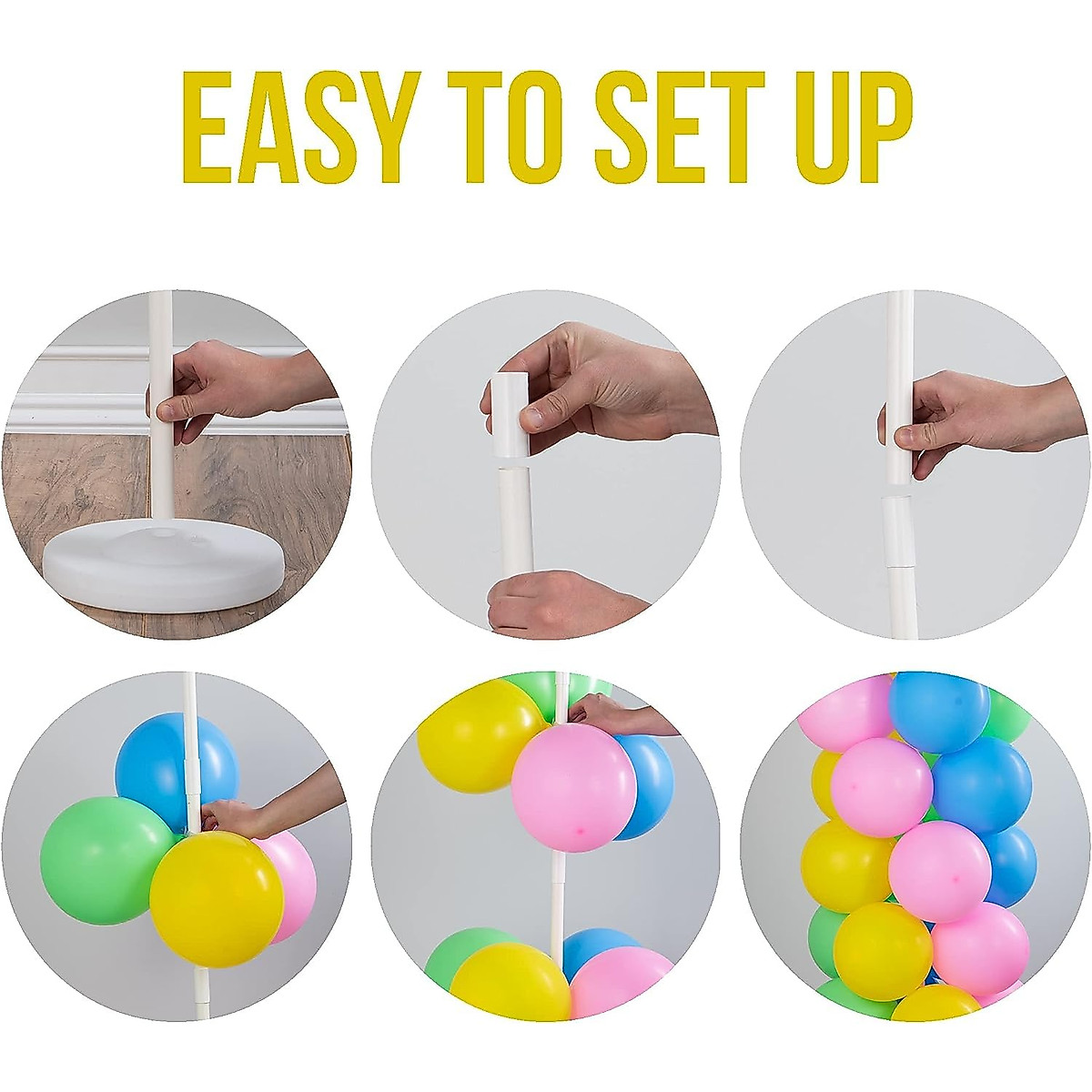 Prextex Balloon Column Kit - Set of 2 Balloon Columns, 5ft Tall | Balloon Arch Stand/Frame, Balloon Tower Holder, Balloon Column, Backdrop | Wedding, Baby Shower, Halloween, Birthday Party, Decoration