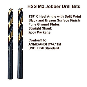 MAXTOOL No.17 2pcs Identical Jobber Length Drills Dia 0.173" HSS M2 Twist Drill Bits Wire Gauge Gage Numbered Straight Shank Drills; JBN02H10R17P2