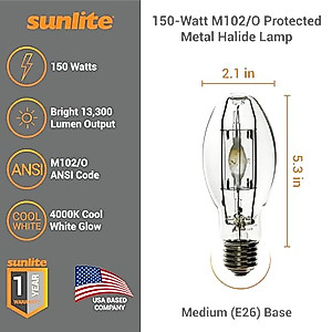 Sunlite M102/O Protected Metal Halide Lamp 150W Clear