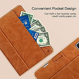 BloxFlag Case for iPad Pro 12.9 6th/5th/4th/3rd Generation with Card Pocket/Pencil Holder/Typing Angle Auto Sleep/Wake iPad Pro 12.9 2022/2021/2020/2018 Vegan Leather Cover (Brown)