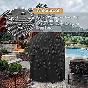 BBQ Cover Outdoor Dust Waterproof Weber Heavy Duty Grill Cover Rain Protective Outdoor Barbecue Cover Round (30'x35')