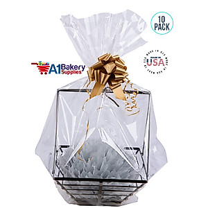 Cellophane Bags For Baskets Cellophane Gift Bags For Baskets Toys And Gifts Extra Large Jumbo BOPP Cellophane Bags 30 x 40 Inch Preimum Quality Bags Made in USA - 10 Pack by A1 Bakery Supplies (No Basket included Cello Bags only)