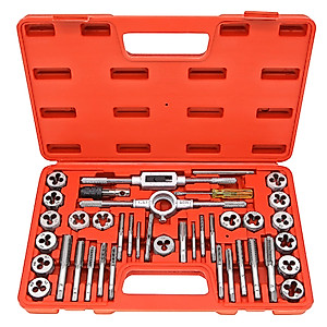GMTOOLS 40PCS Tap and Die Set, Metric Size Standard M3 to M12, Threading Tool Set for Cutting External and Internal Threads with Adjustable Handles, Complete Accessories and Storage Case