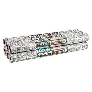 Smooth Top EasyLiner for Cabinets & Drawers - Easy to Install & Cut to Fit - Shelf Paper & Drawer Liner Non Adhesive - Non Slip Shelf Liner - 20in. x 6ft. - 6 Roll Project Pack - Gray Granite