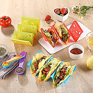 6PCS Taco Holder Stands with Unique Island Pattern, Colorful Premium Large Taco Holders Set of 6, Taco Stands for 3 Tacos, Street Taco Rack, PP Material, Dishwasher & Microwave Safe, Taco Tuesday