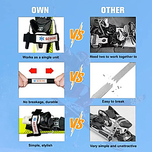 Vecacosic 8 Pcs Ski Brake Retainer Strap - Non-Breakable Universal Black Polypropylene Ski Brake Retainer Bands with Hook and Loop, Snowboard Brake Retainers for Sports Outdoor, Easy to Use (8 PCS)