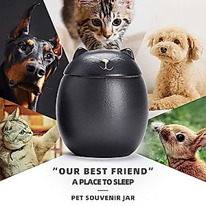 LMEILI Pet Urns for Cats Box Ashes Keepsake Memorial Cremation Small Dog Animal Ceramics Ashes Funeral Urn Personalized (Small Black)