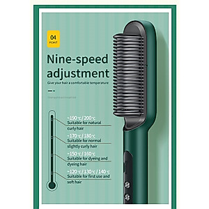 2023 New Negative Ion Hair Straightener Styling Comb, 5 Temp Settings 2 in 1 Hair Straightener Brush and Curler, Portable Electric Straightening Comb 10s Fast Heating & Anti-Scald for Women Thick Hair