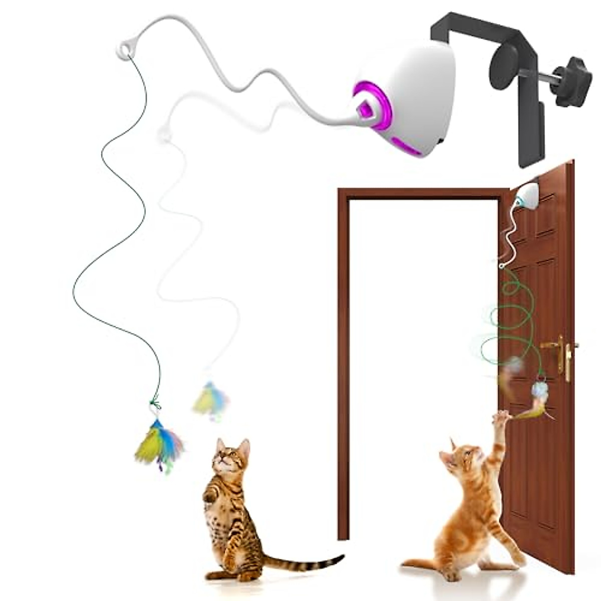umosis Hanging Cat Toy, Automatic Teaser Cat String Toy, Electronic Interactive Kitten Mental Physical Exercise Cat Toys for Indoor Cats, Rechargeable